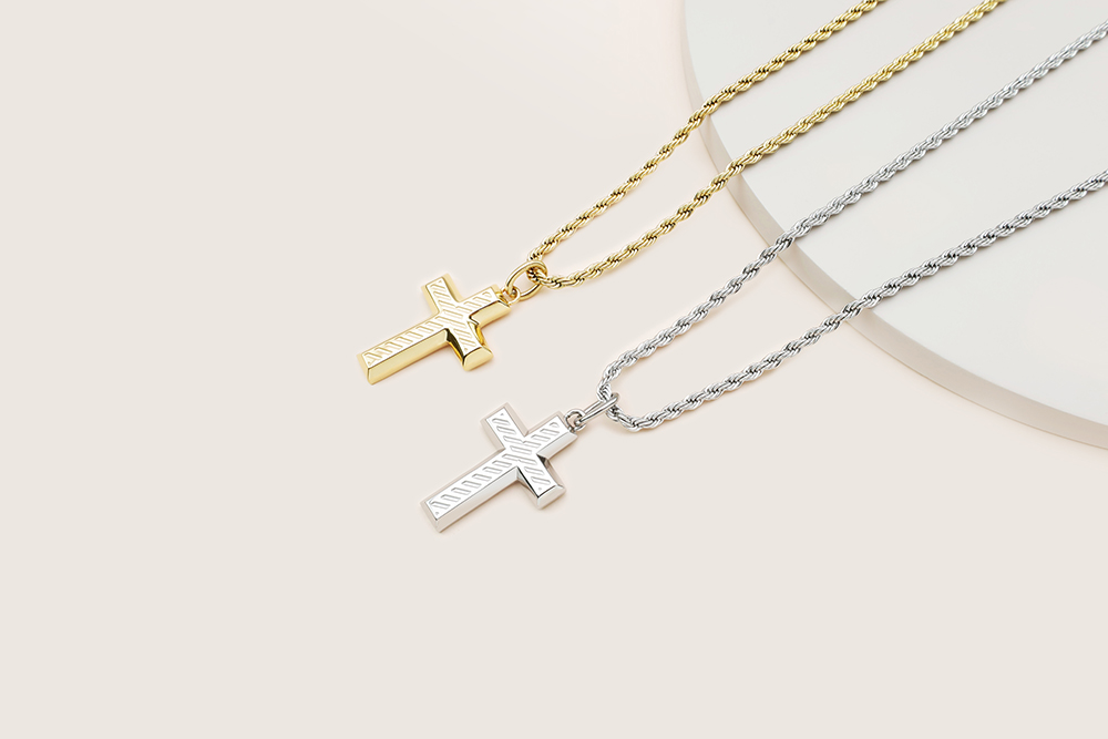 Linear Cross Necklace SN8576L-1 - Linear - holamore