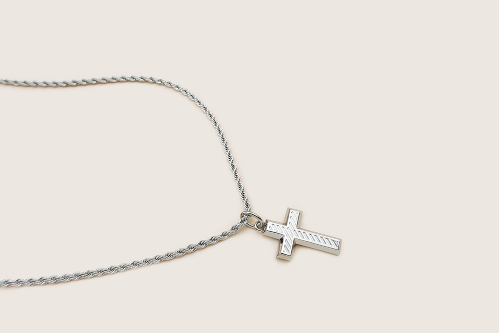 Linear Cross Necklace SN8576L - Linear - holamore