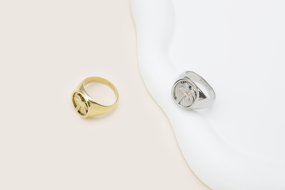 Palm Tree Signet Ring SR8590L- Beach - holamore